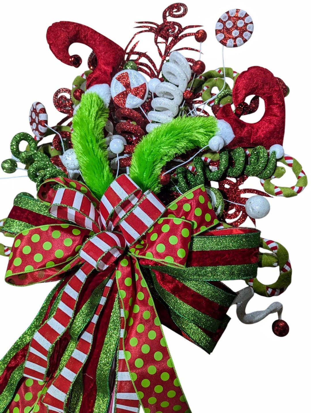 Grinch Tree Topper, Tree Bow, Tree Topper, Tree Star, Grinch Tree, Tree ...