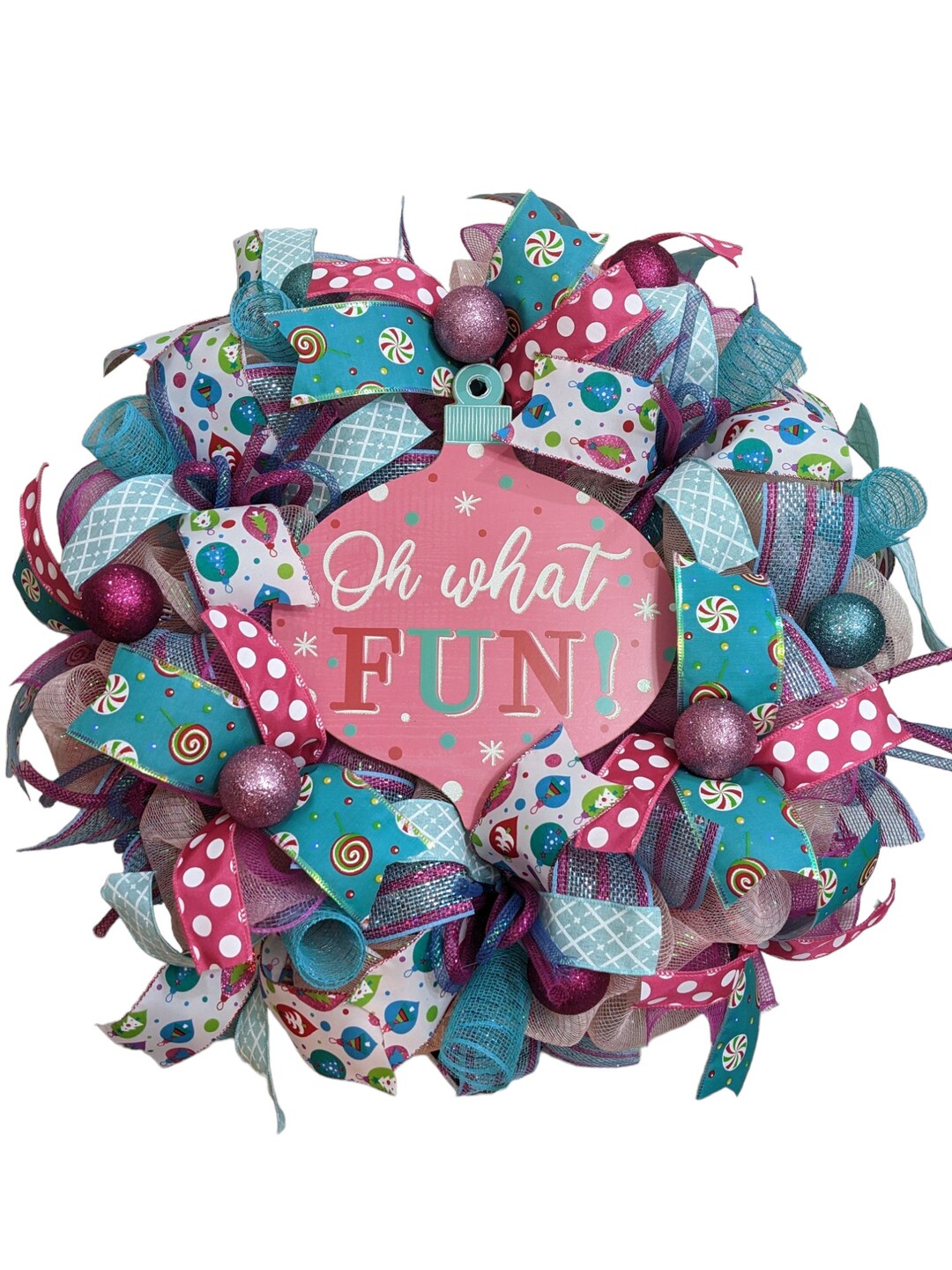 Christmas Wreath, "oh What Fun" Wreath, Whimsical Christmas Wreath ...