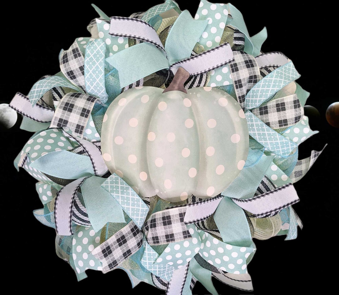Mint Pumpkin Wreath | Fall Wreath | Fall Wreaths | Thanksgiving Wreath ...