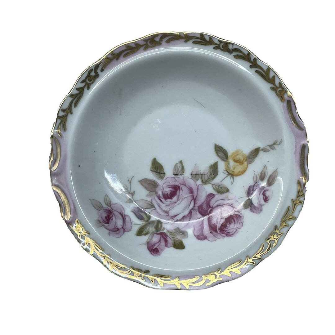 Lefton Hand Painted Rose China Dish Gold Wave Edge 4.5 Inch - Etsy