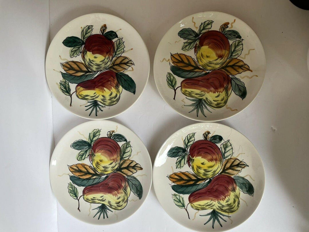 Hand Painted Ironstone Ware Set of 4 6” Plates Made in JAPAN Fruit ...