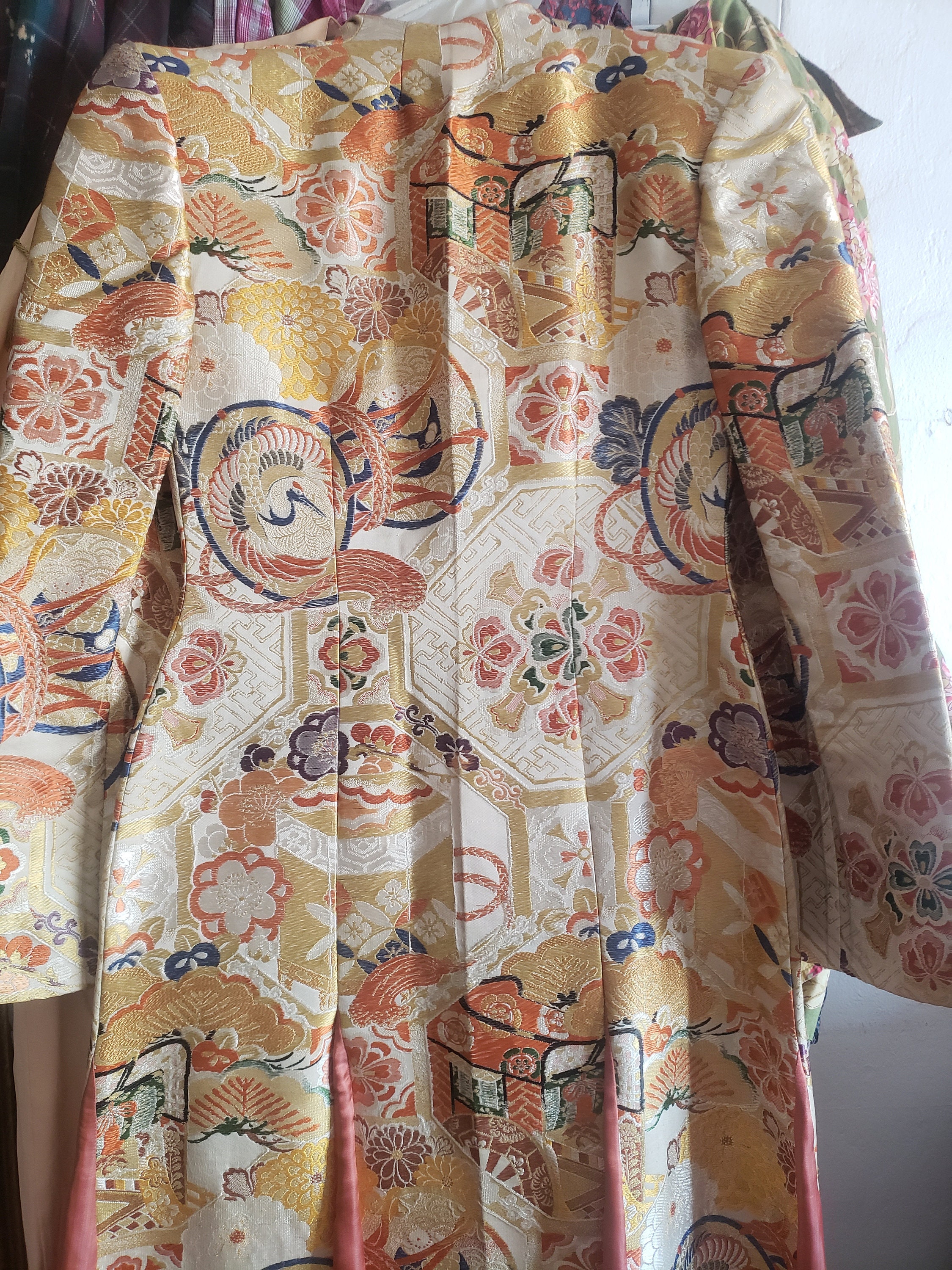 40er Seide Brokat Kimono Morgenmantel Robe Mantel Pagode Puffschultern ...