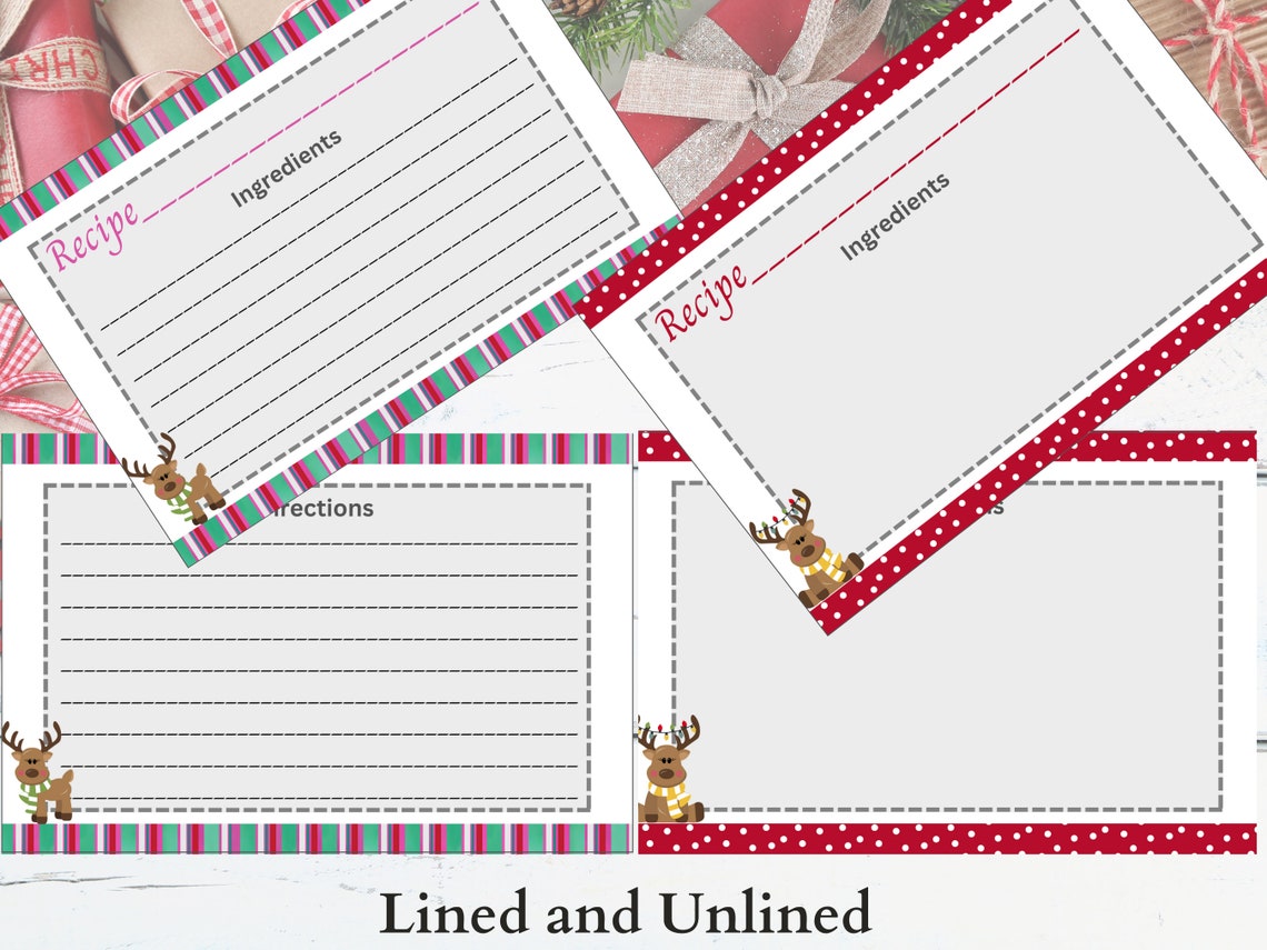 Editable Christmas Recipe Card, Reindeer Recipe Card, Holiday Recipe ...