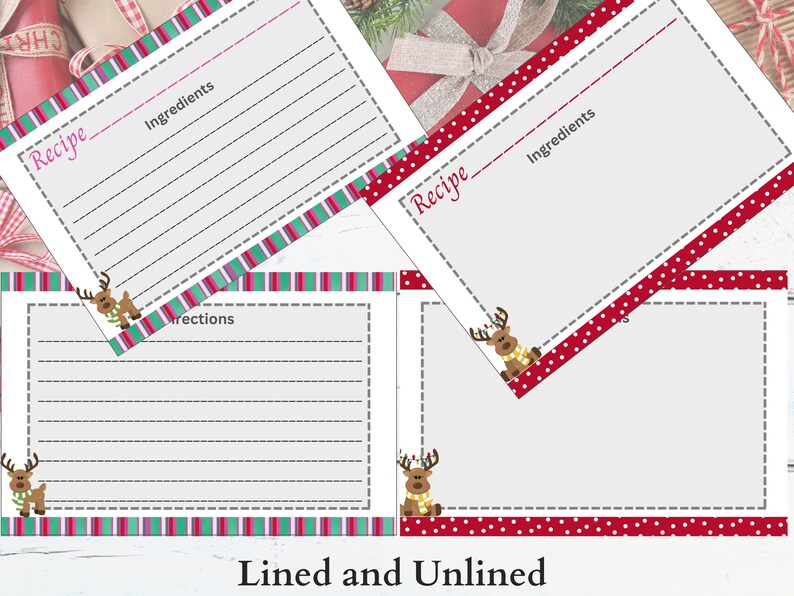 Editable Christmas Recipe Card, Reindeer Recipe Card, Holiday Recipe ...