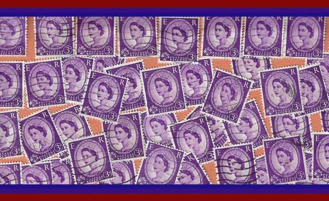 50 Queen Elizabeth Stamps - 1952 Great Britain - Purple Stamps - Stamps ...