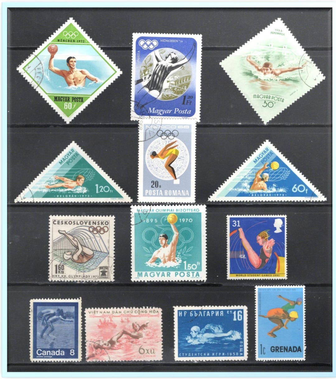Swimming Stamps - Thematic Group of 22 Water Sport Stamps - Etsy