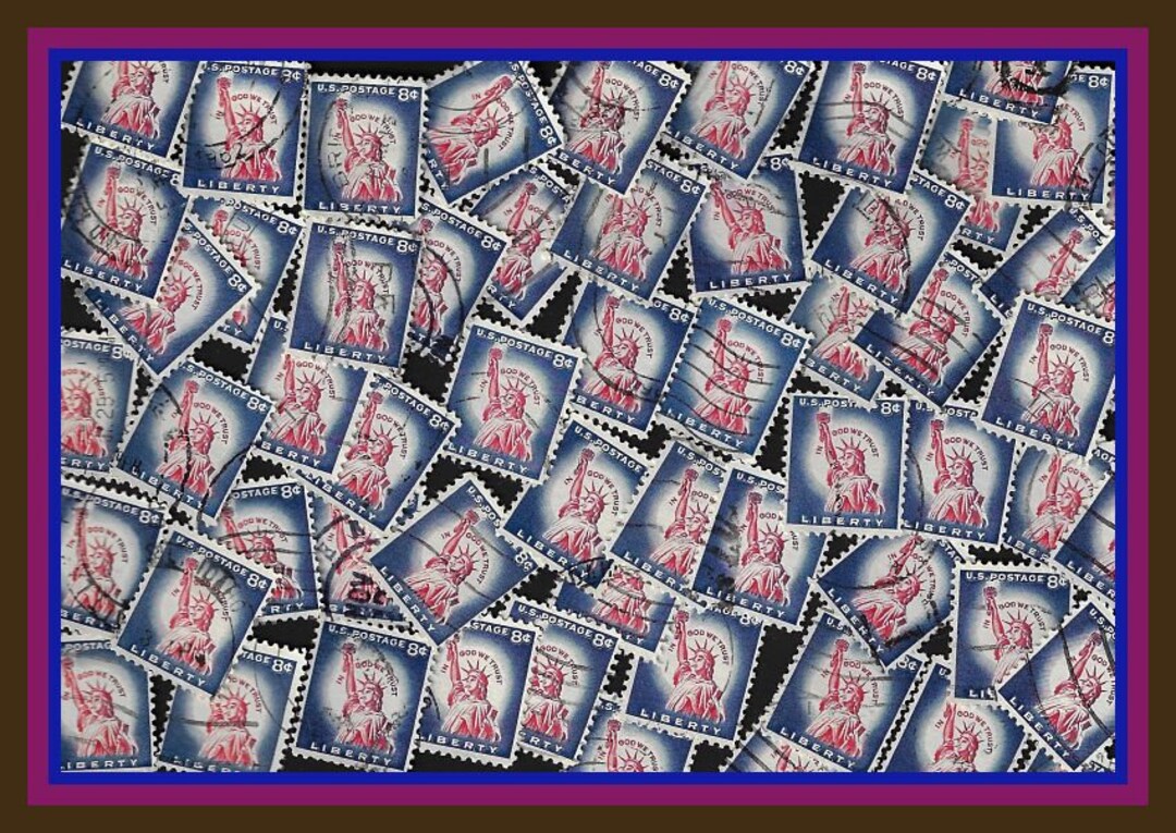 50 Statue of Liberty Stamps Blue / Red Stamps by Color Vintage U.S ...