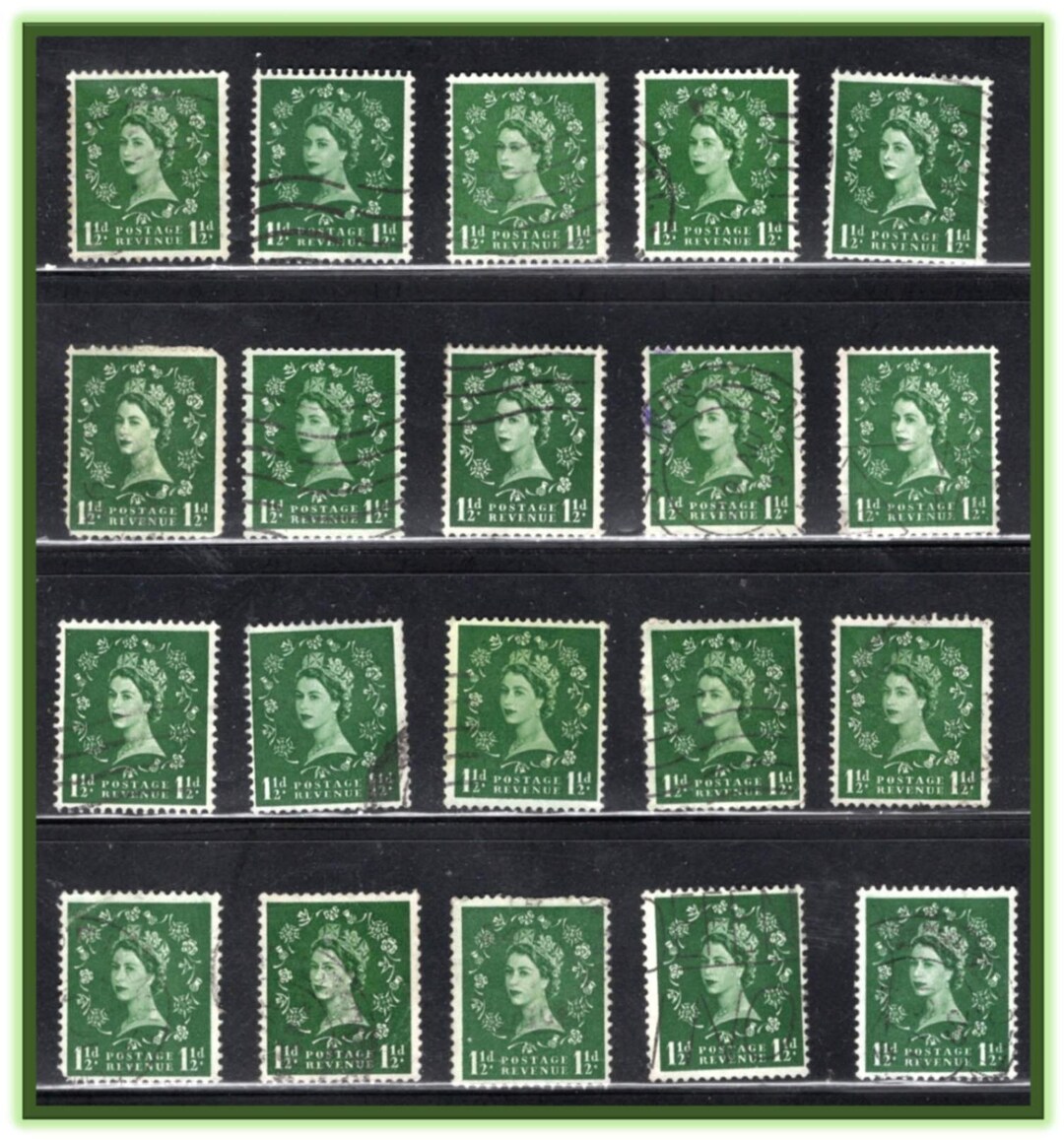 20 Great Britain Queen Elizabeth Stamps - 1952 1 1/2p Green - Etsy