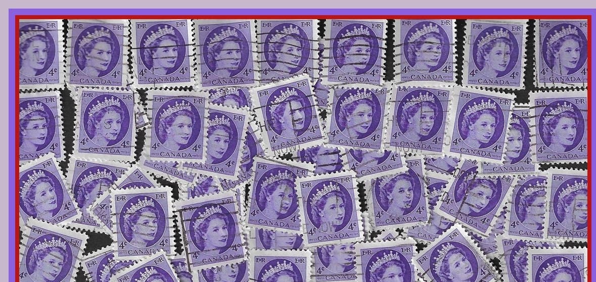 Set of 50 Vintage Queen Elizabeth Stamps - Stamps by Color - Purple ...