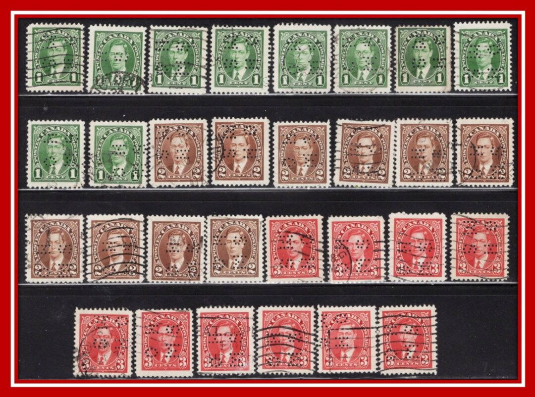 Canada - 30 OHMS Perfins - George VI Perfin Stamps - Etsy