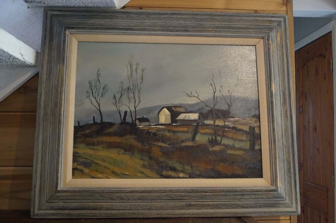 Vintage Louise Wright Farmhouse Landscape Oil Painting - Etsy