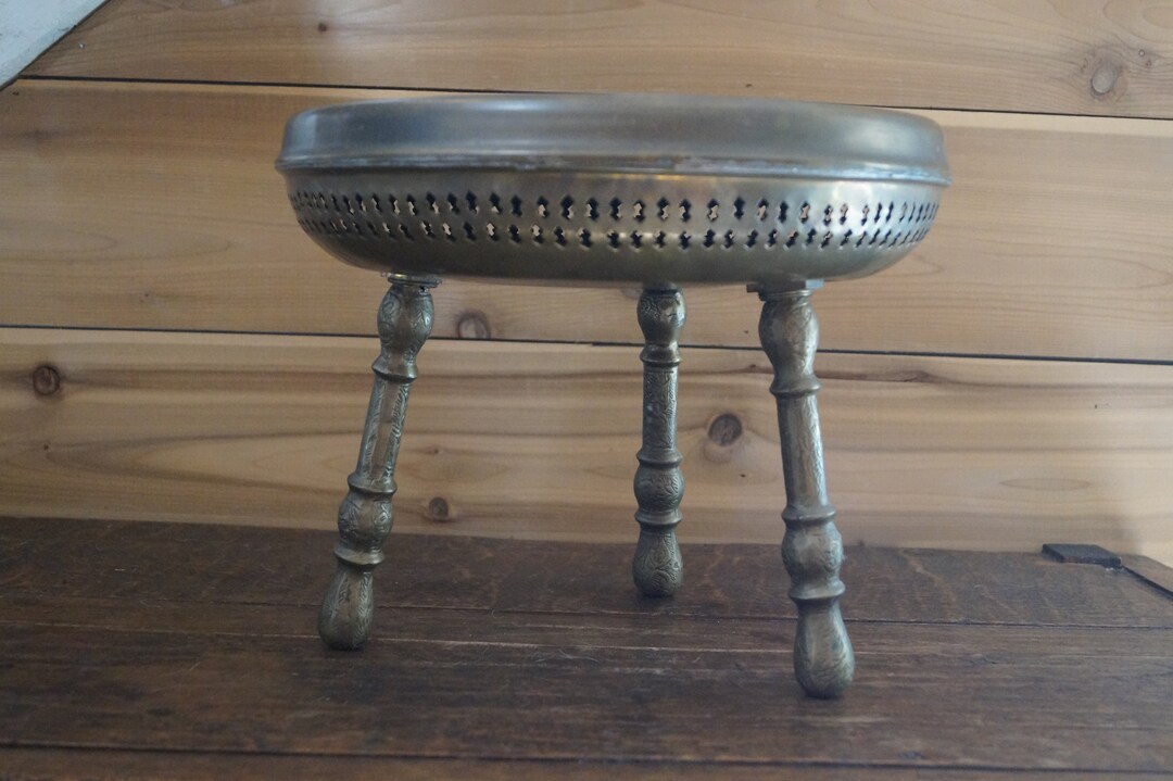 Old Etched Persian Brass Stool - Etsy