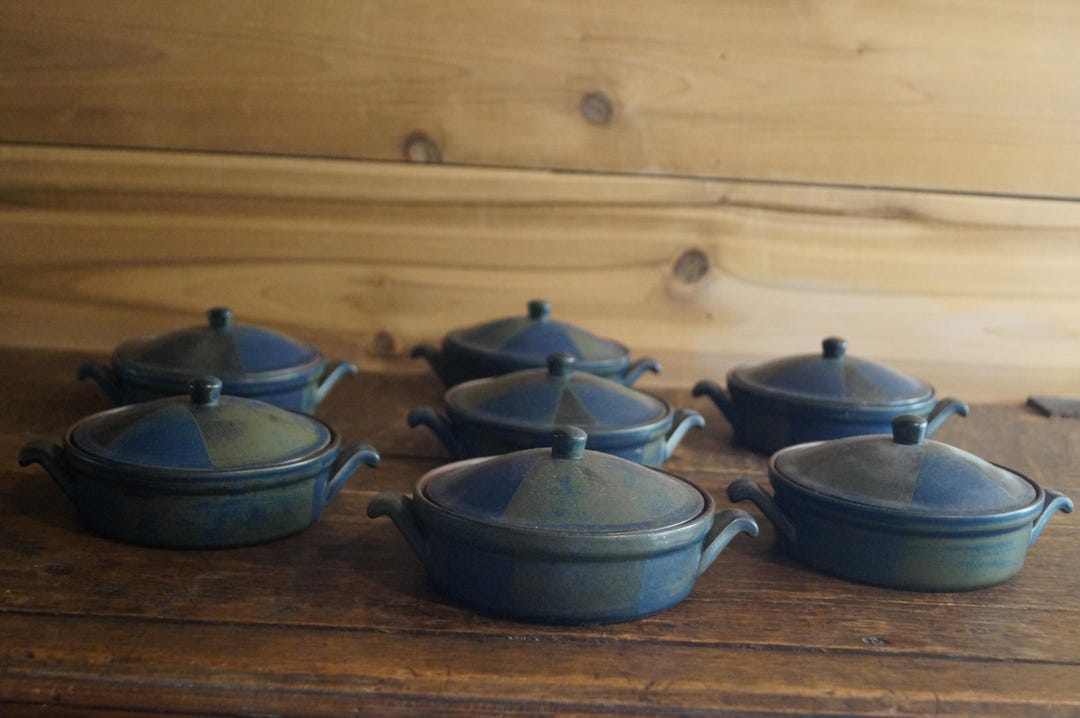 TAI-TAU Nancy Patterson Lamb Blue Pottery Ramekin Set 7 - Iron Mountain ...