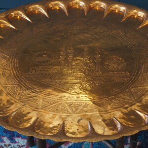 Mid Century Copper Turkish Tea Table, Etched Turkish Tray Table - Etsy