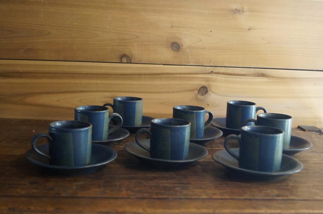 TAI-TAU Nancy Patterson Lamb Blue Pottery Espresso Cups - MCM Iron ...