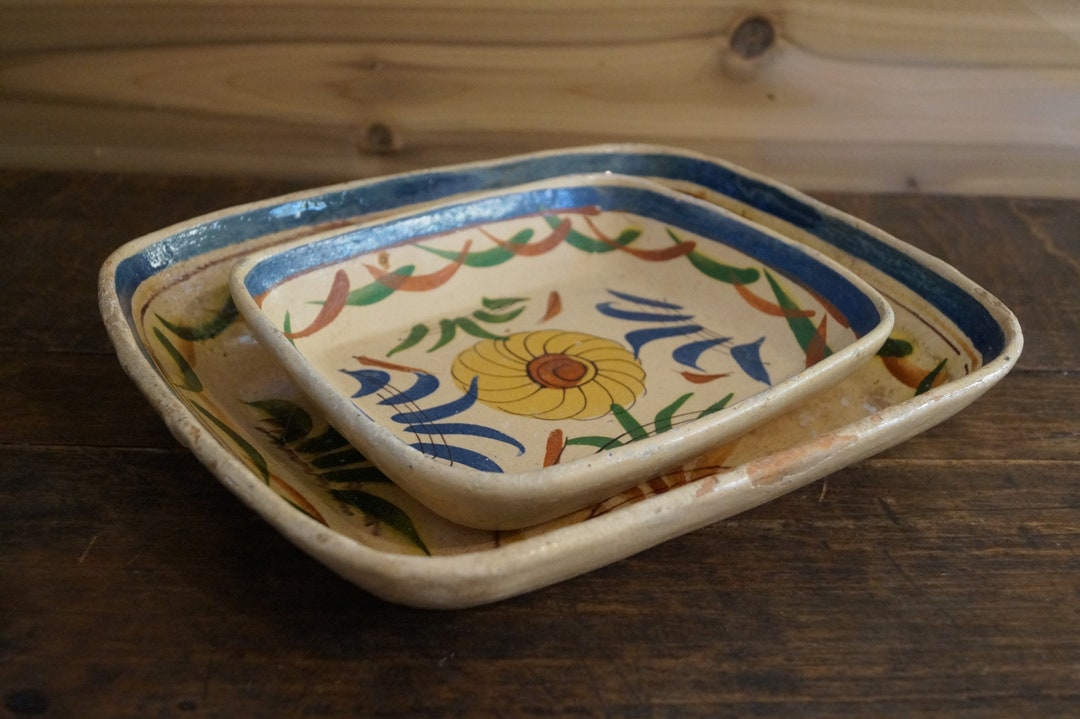Vintage Mexican Casserole Dish Set, Mexican Flower Pottery Dish Set - Etsy