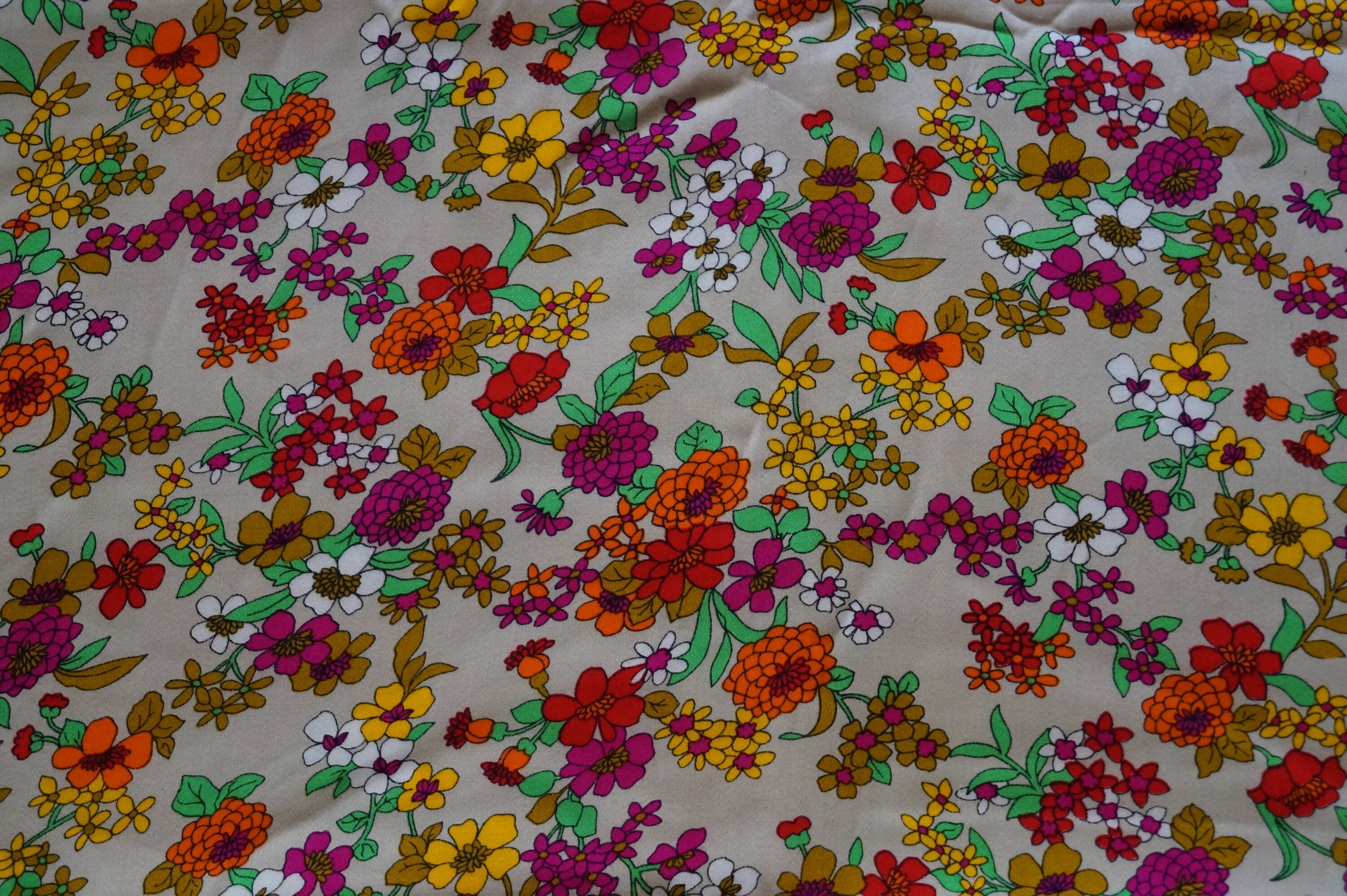 1960s Colorful Floral Hippie Fabric Vintage Flower Power | Etsy