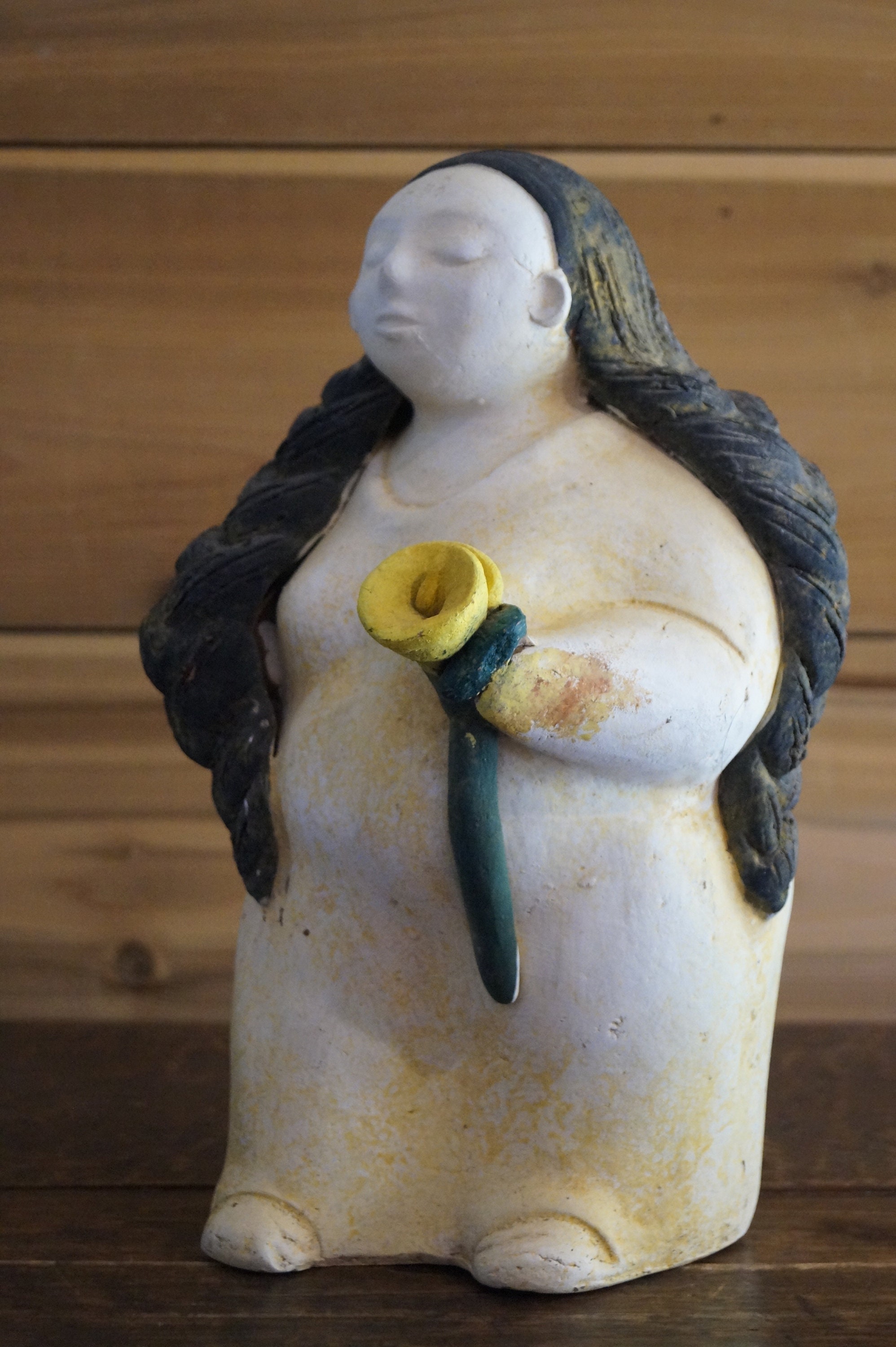 Vintage Mexican Gorda Pottery Lady Holding Calla Lily | Etsy