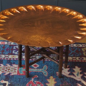 Mid Century Copper Turkish Tea Table, Etched Turkish Tray Table - Etsy