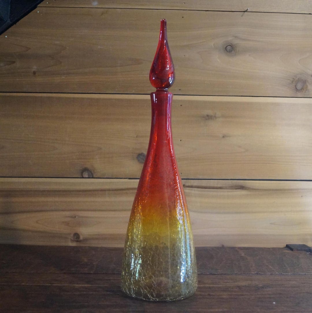 Blenko Red Ombre Glass Genie Bottle - Etsy