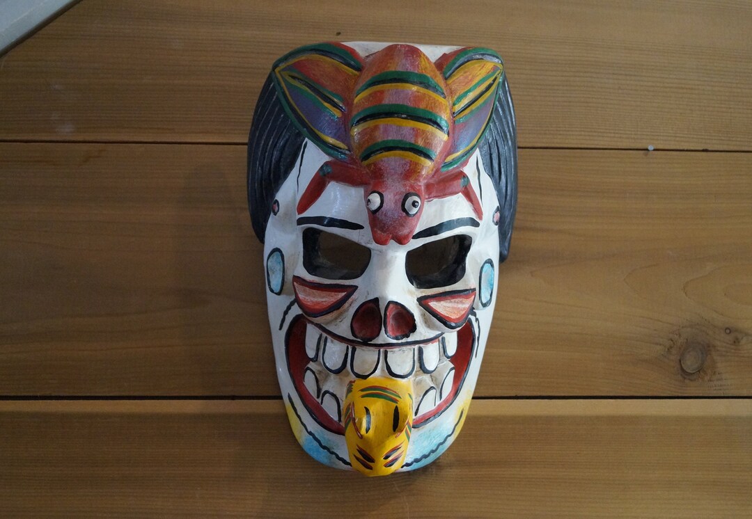 Vintage Mexican Folk Art Skull Mask, Carved Wood Festival Mask - Etsy