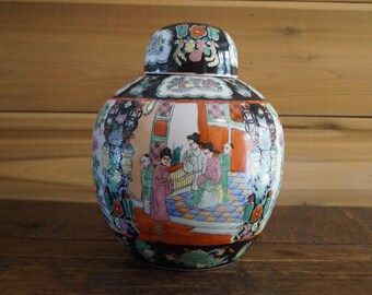 Vintage CHINESE Asian Ceramic Painted Small GINGER JAR - Etsy