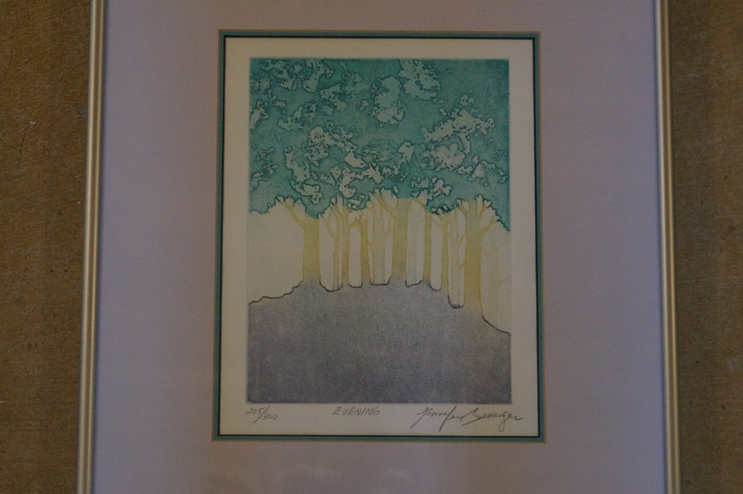 Vintage Pastel Tree Lithograph Signed and Numbered Jennifer Berringer ...