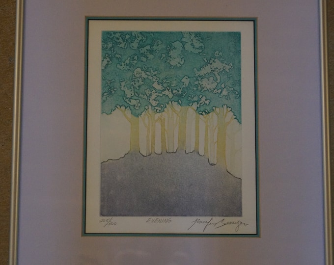 Vintage Pastel Tree Lithograph Signed and Numbered Jennifer Berringer ...