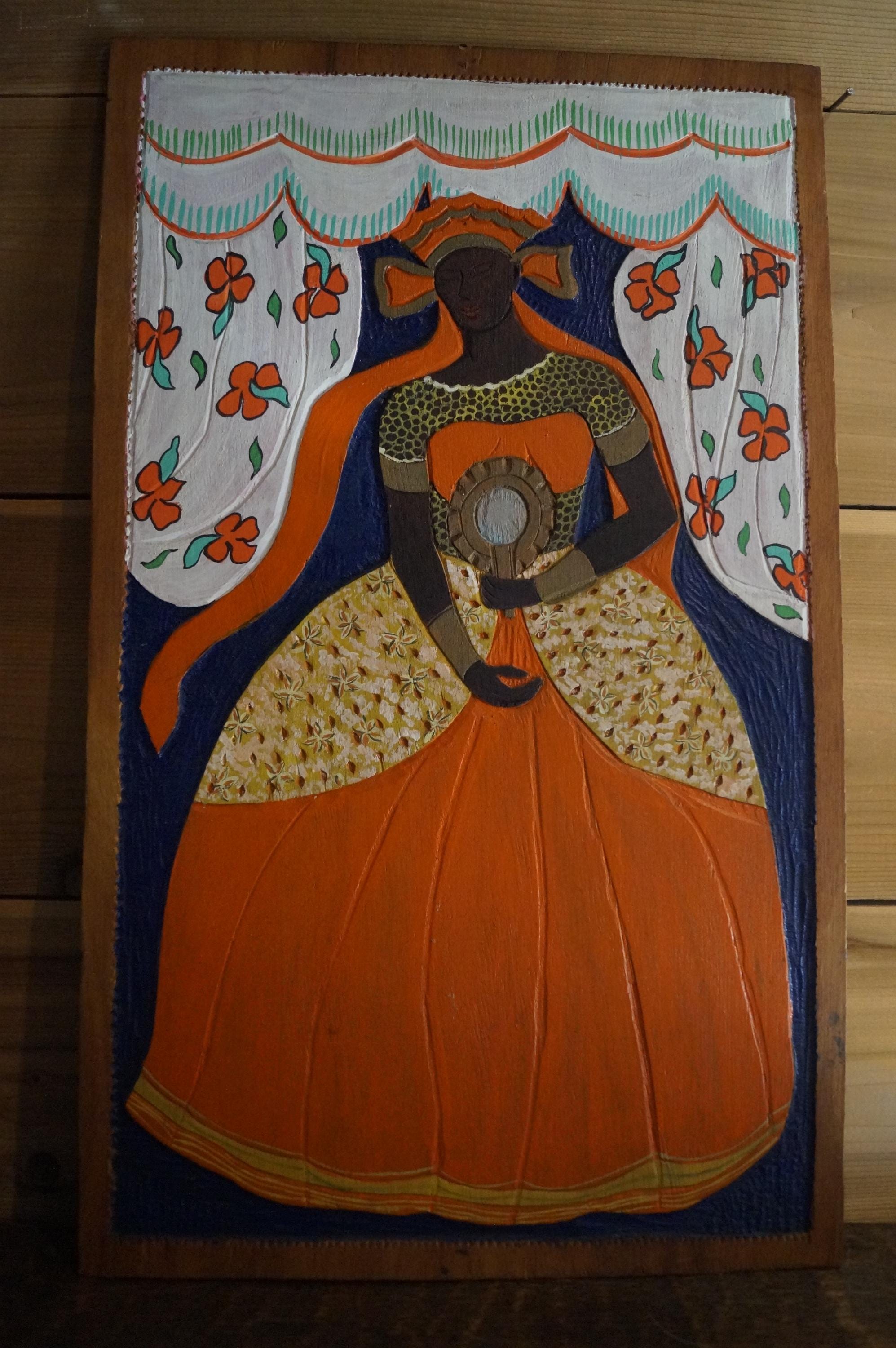 Haitian Voodoo Queen Carved Wood Relief Painting - Etsy