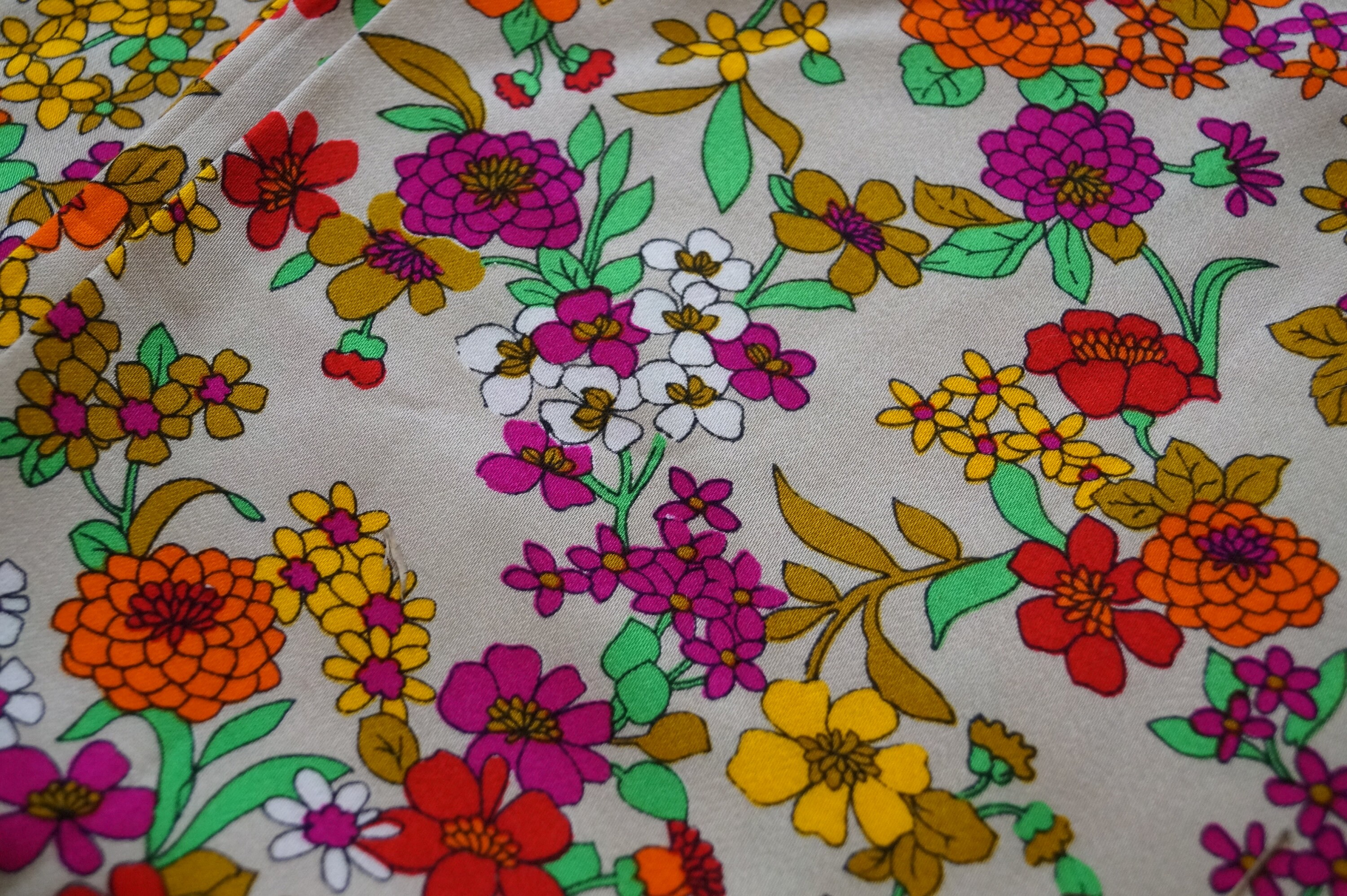 1960s Colorful Floral Hippie Fabric Vintage Flower Power | Etsy