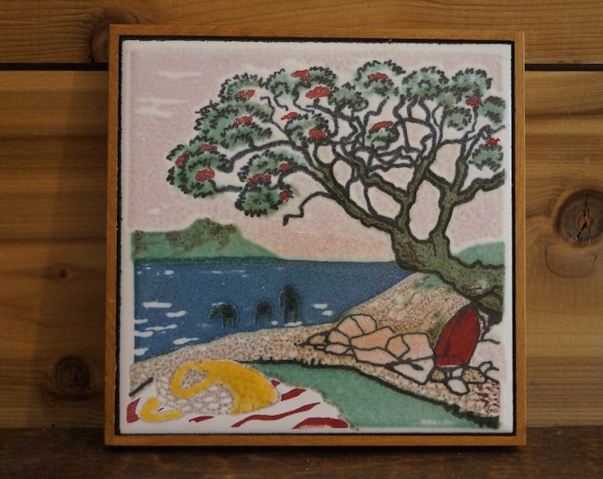 Vintage New Zealand Art Tile, Waipu Tile Studio Tree Art Tile, Pipi ...