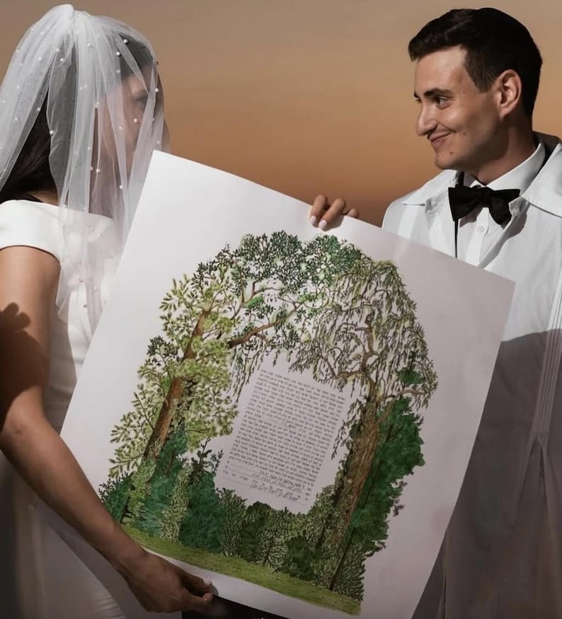 Green Forest Clearing Ketubah Print - Etsy