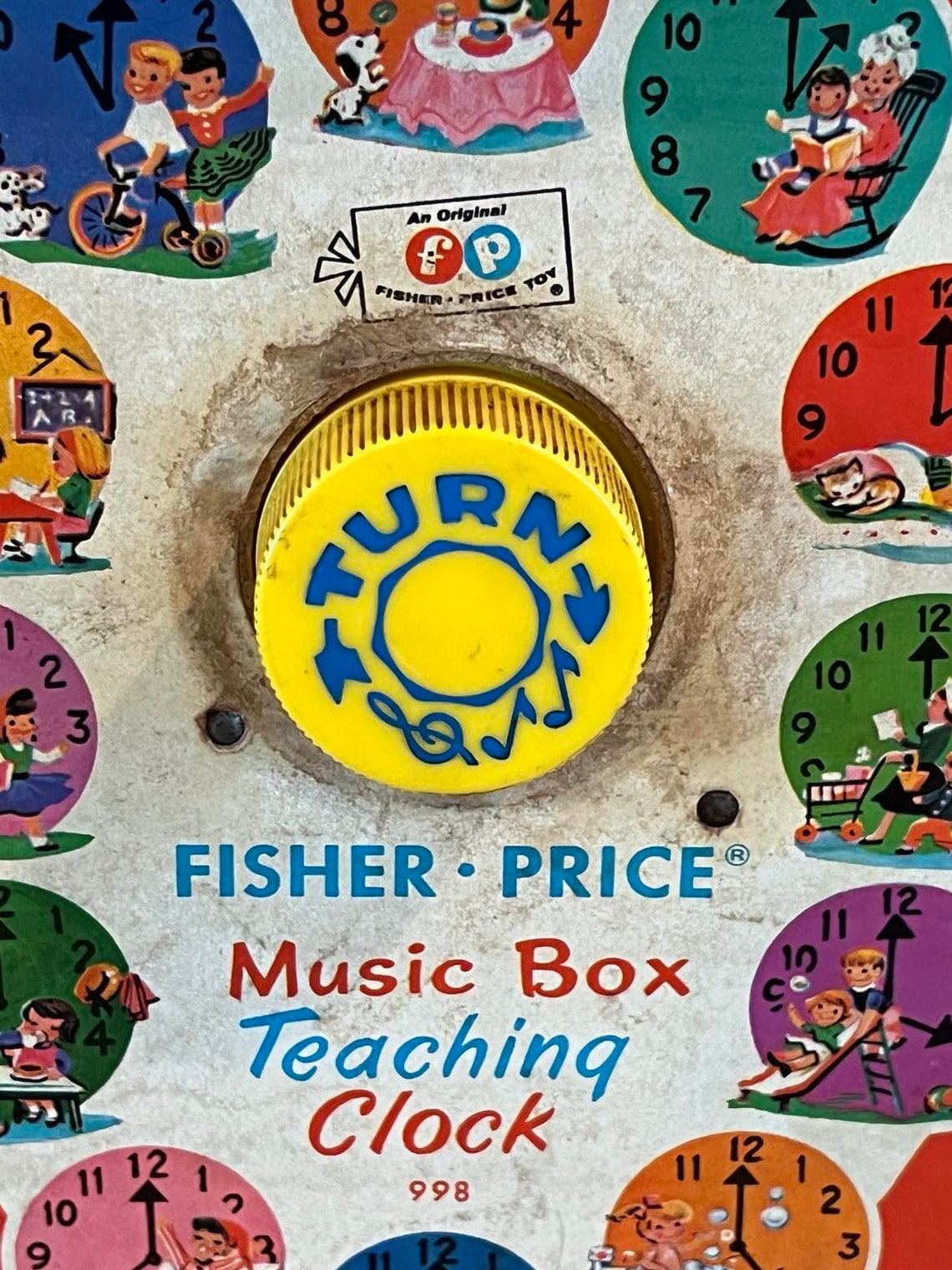 Fisher Price 1960s Music Box Teaching Learning Clock Pretend Play 998 ...