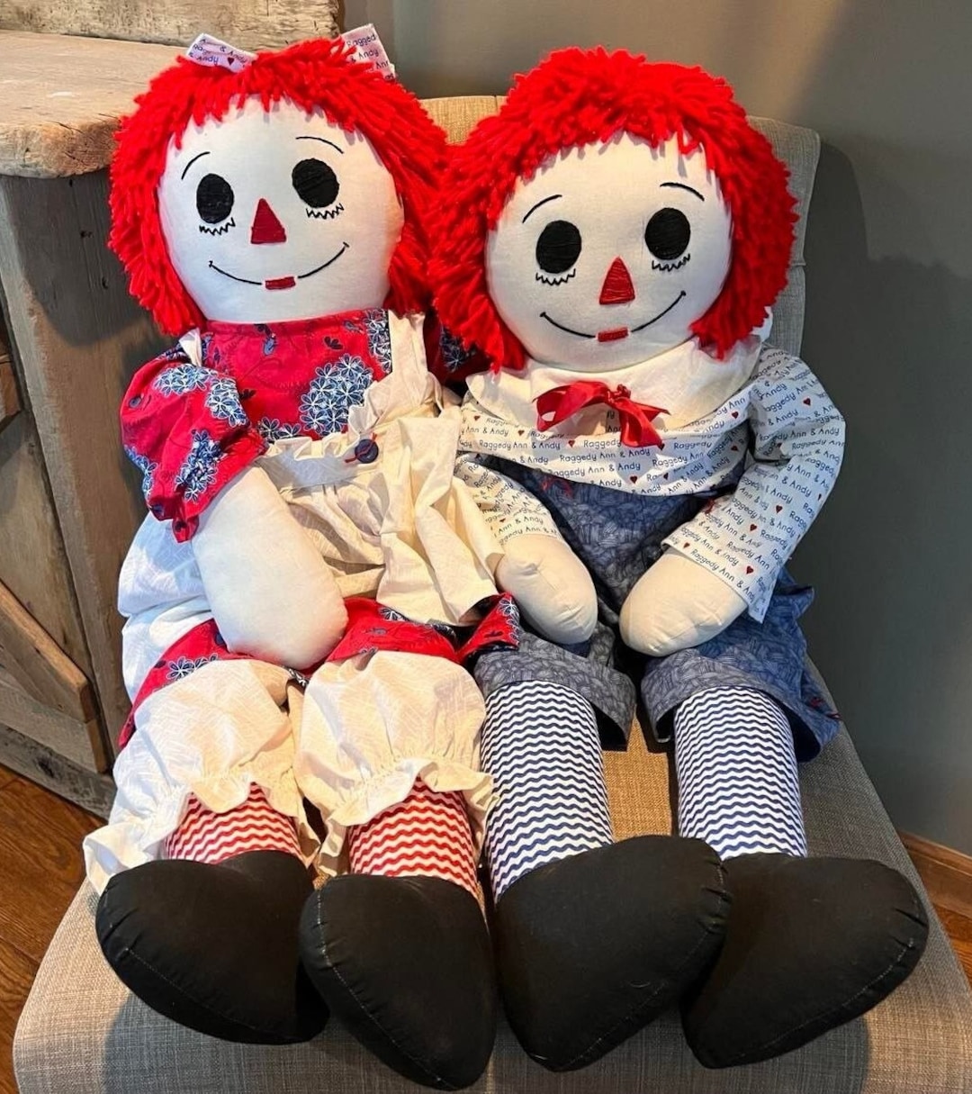 Vintage Handmade Extra Large Raggedy Ann and Andy Dolls 38" - Etsy