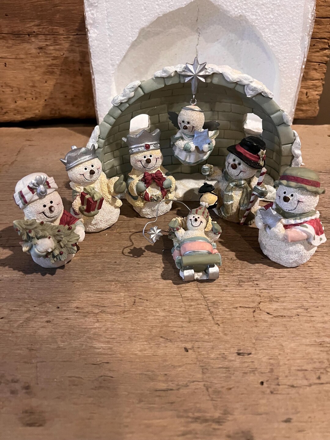 Vintage Snowman Nativity Set 8 Piece - Etsy