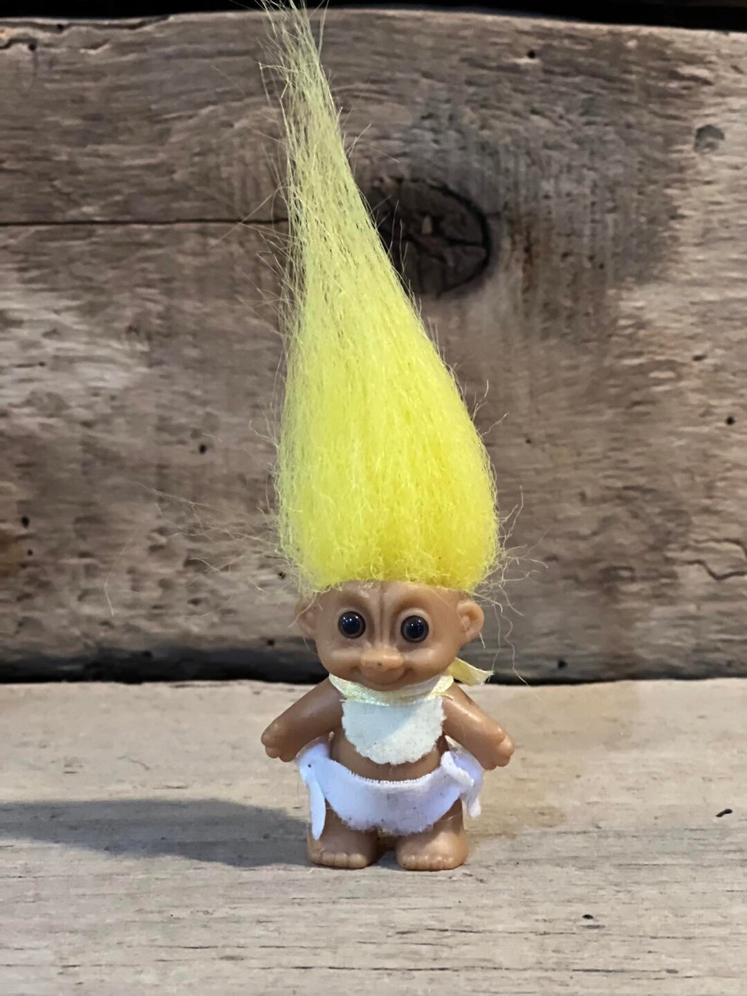 Vintage Russ Troll Baby With Bib and Diaper Yellow Hair 1980 - Etsy