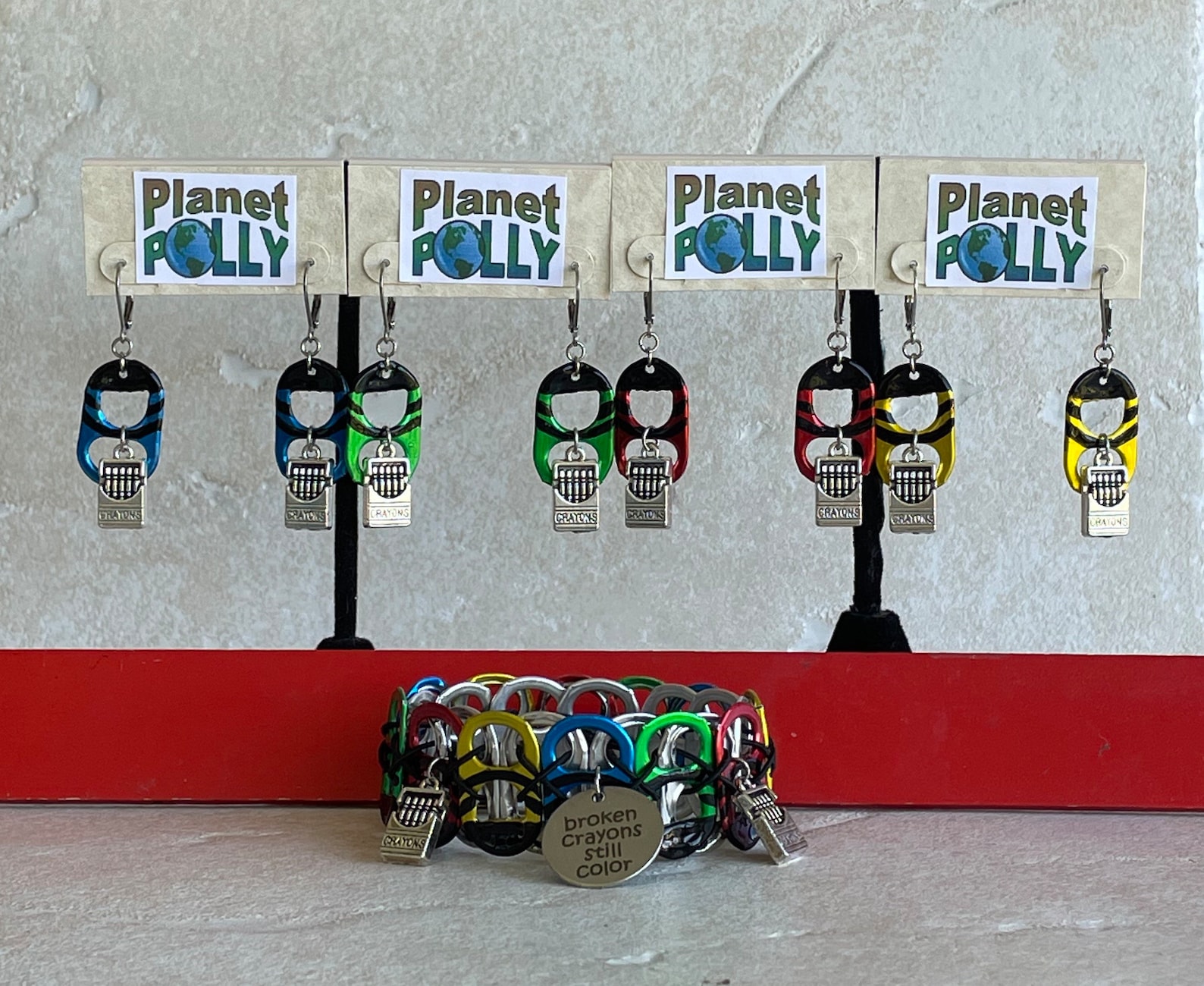Crayons 4-color Soda Pop Tab Earrings - Colorful, Crayons, Recycled ...
