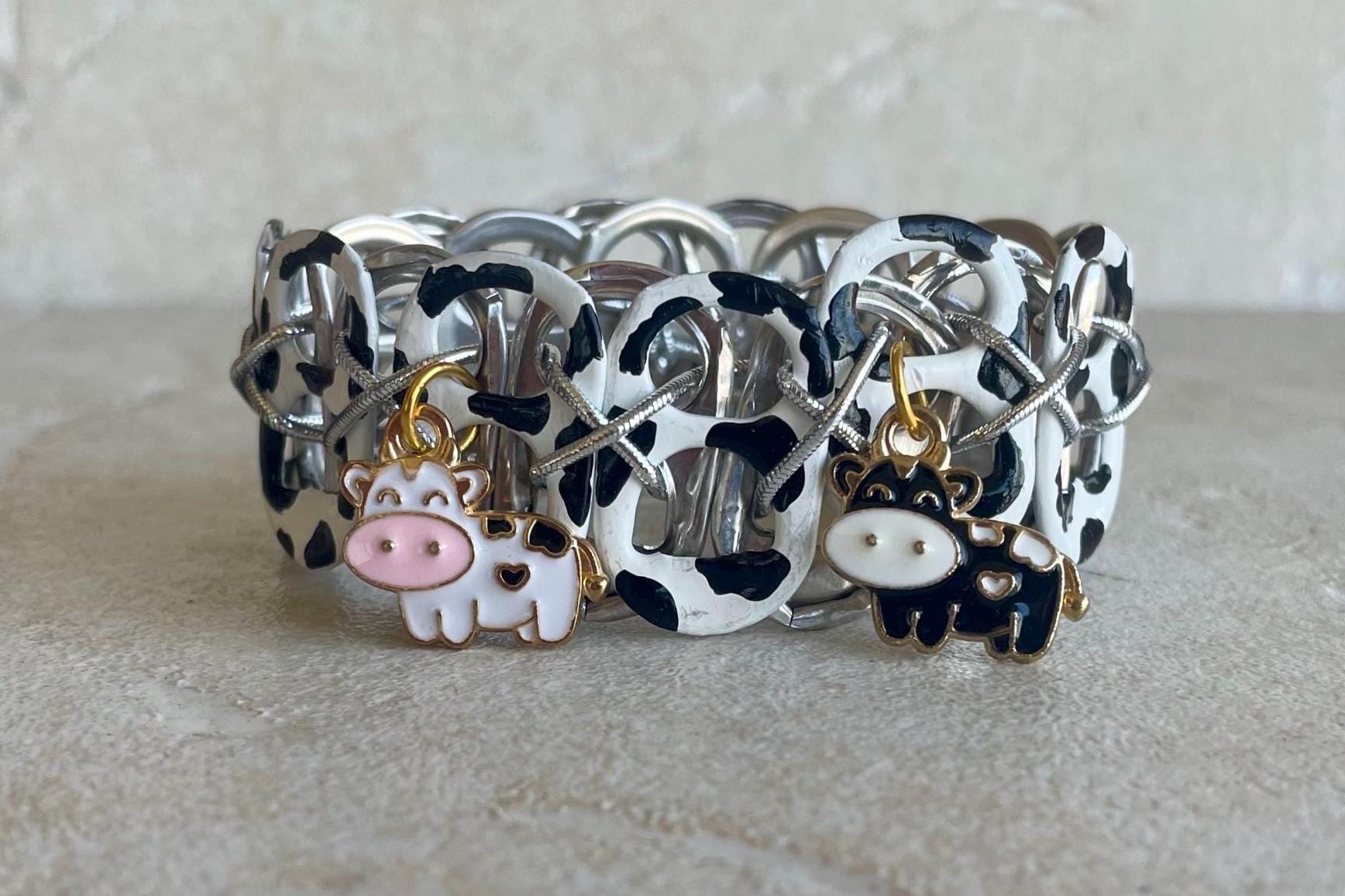 Cow Soda Pop Tab Bracelet - Dairy Cow, Black and White, Farm Animal ...