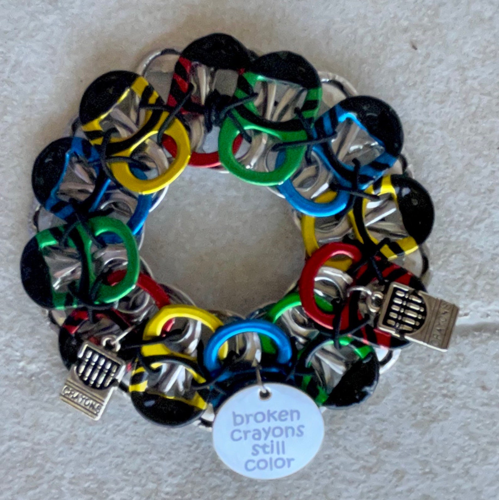 Crayons 4-color Soda Pop Tab Bracelet - Colorful, Crayons, Recycled ...