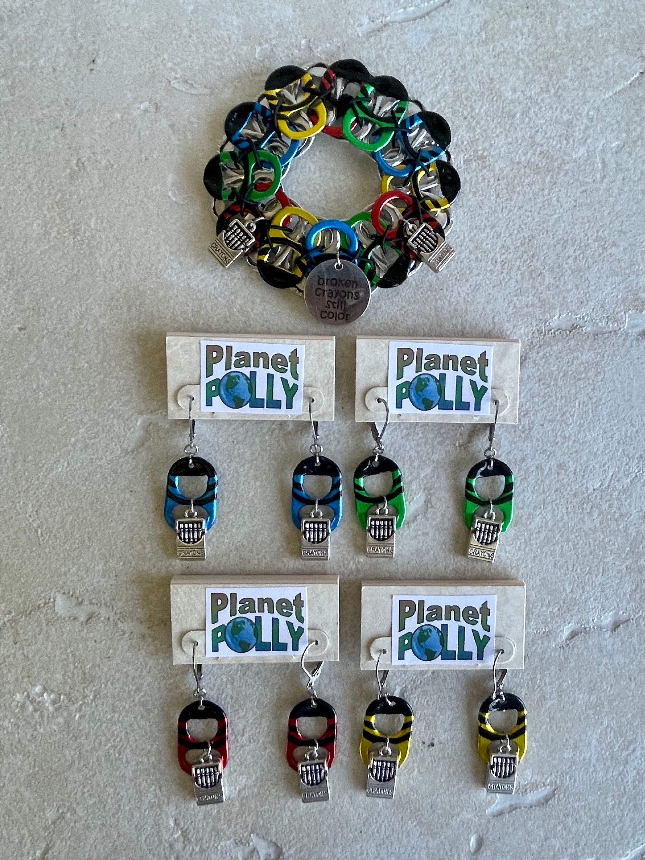 Crayons 4-color Soda Pop Tab Bracelet - Colorful, Crayons, Recycled ...