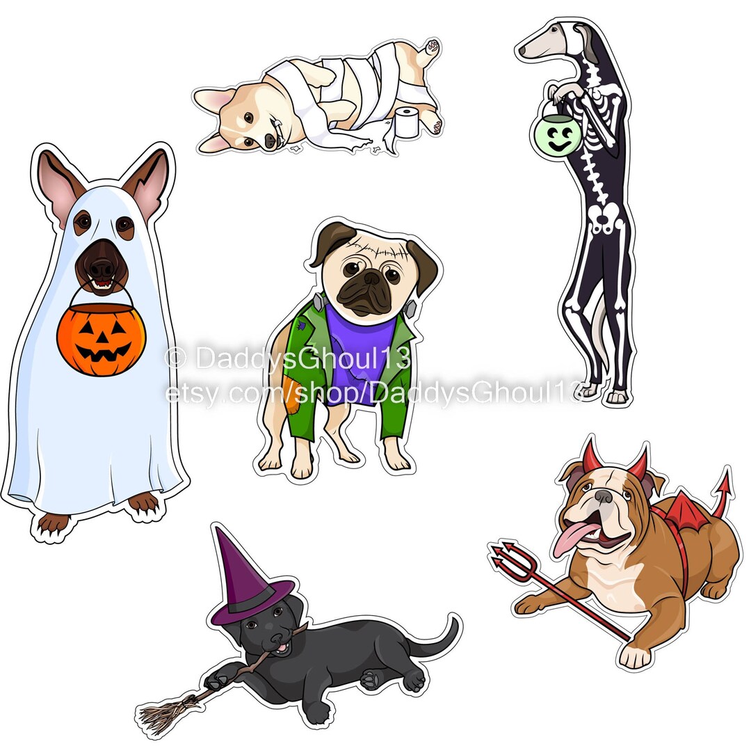 Monster Mash Sticker Pack! Full Set of Dogs in Halloween Costume ...