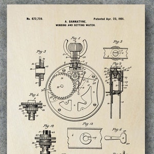 Pocket Watch Patent Print Horology Poster Vintage Pocket - Etsy