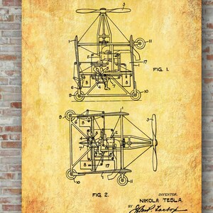 Nikola Tesla Flying Machine Patent Print Tesla Airplane - Etsy