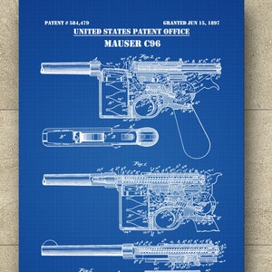Mauser C96 Patent Print Mauser Pistol Poster Old Gun Art - Etsy