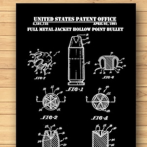 Full Metal Jacket Bullet Patent Print Hollow Point Poster - Etsy