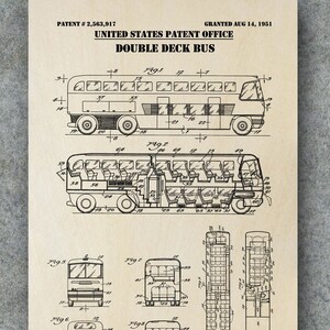 Dobule Decker Bus Patent Print Coach Poster Bus Driver Art - Etsy