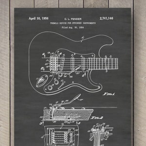 Clarence Fender Stratocaster Guitar Patent Guitar Print - Etsy