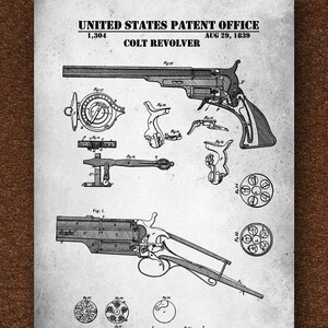 Colt Revolver Poster Vintage Gun Art Revolver Patent | Etsy