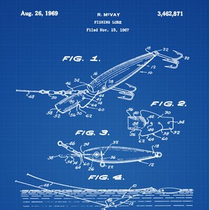 Fishing Lure Patent Print Fishing Lure Poster Artificial | Etsy
