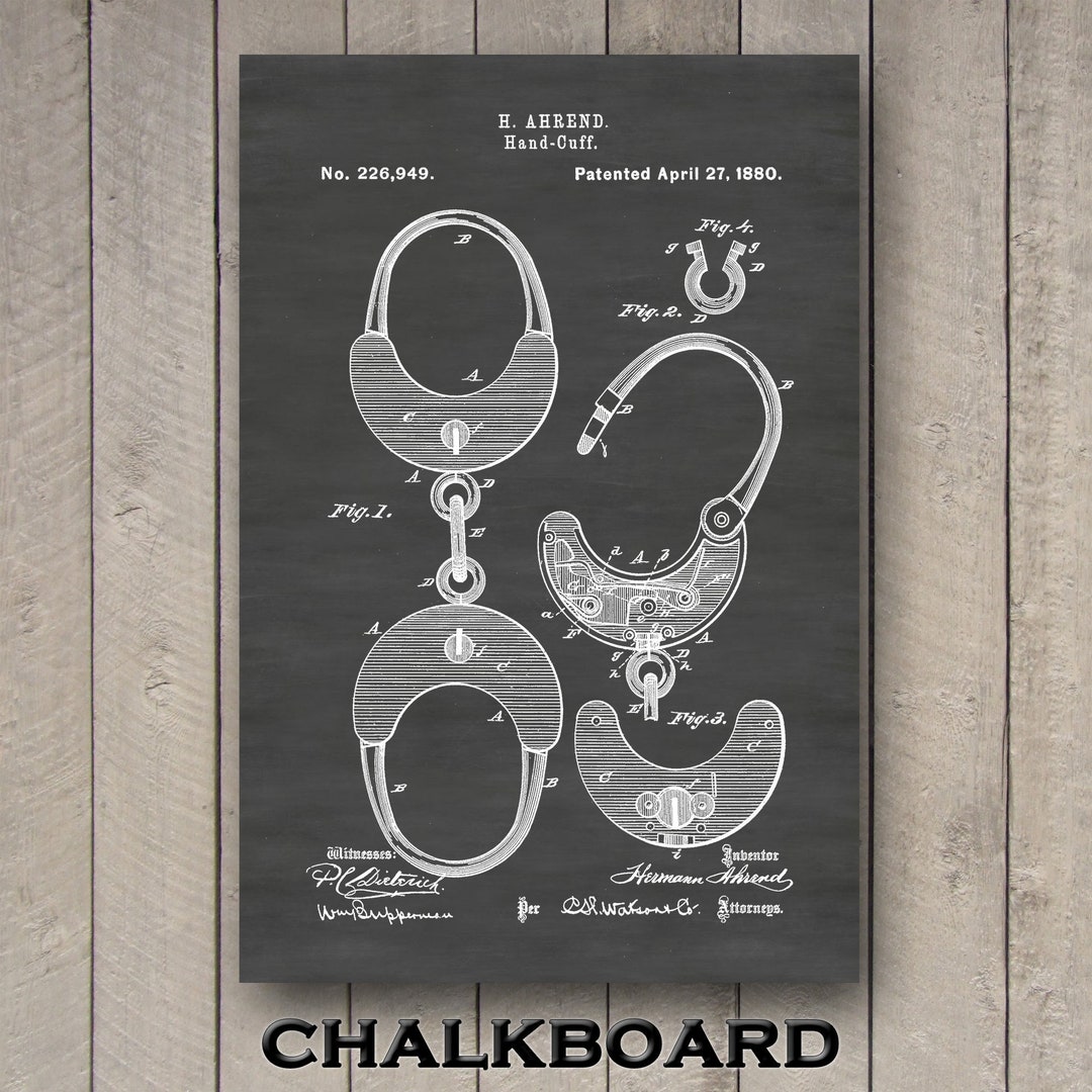 Handcuffs Patent Print Handcuff Poster Police Gift Vintage - Etsy